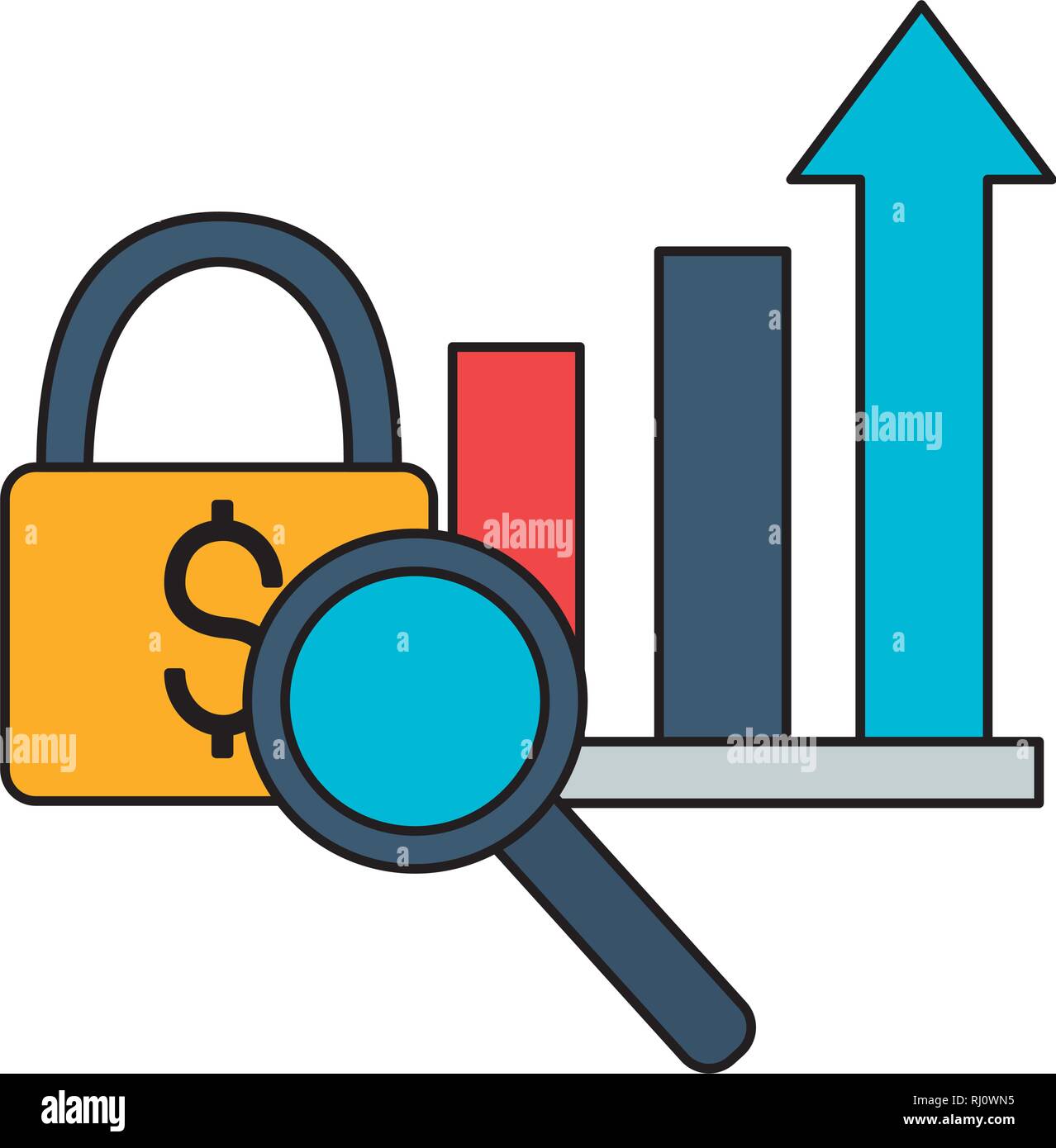 market chart magnifying glass security Stock Vector Image & Art - Alamy