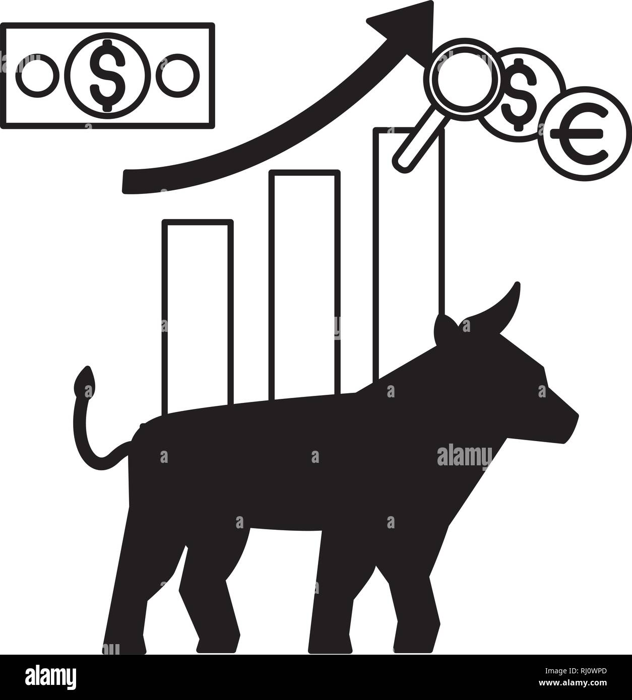 bull chart coins banknote money stock maket Stock Vector Image & Art ...