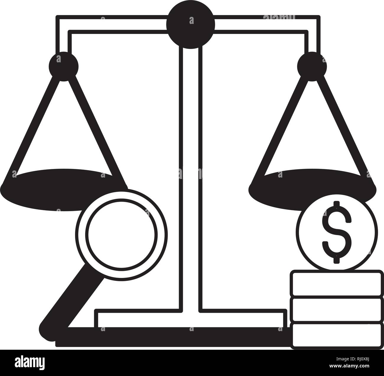 stock market scale money magnifying glass Stock Vector Image & Art - Alamy