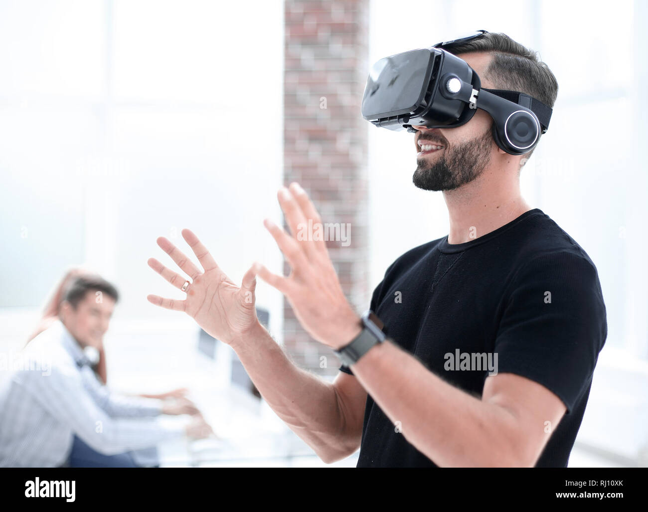 Male handsome patient with modern VR goggles Stock Photo - Alamy