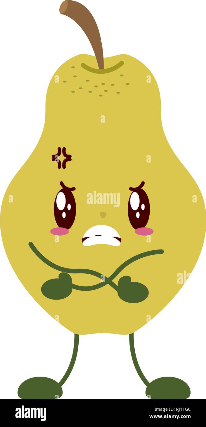 Pear cute kawaii flat Stock Vector Images - Alamy