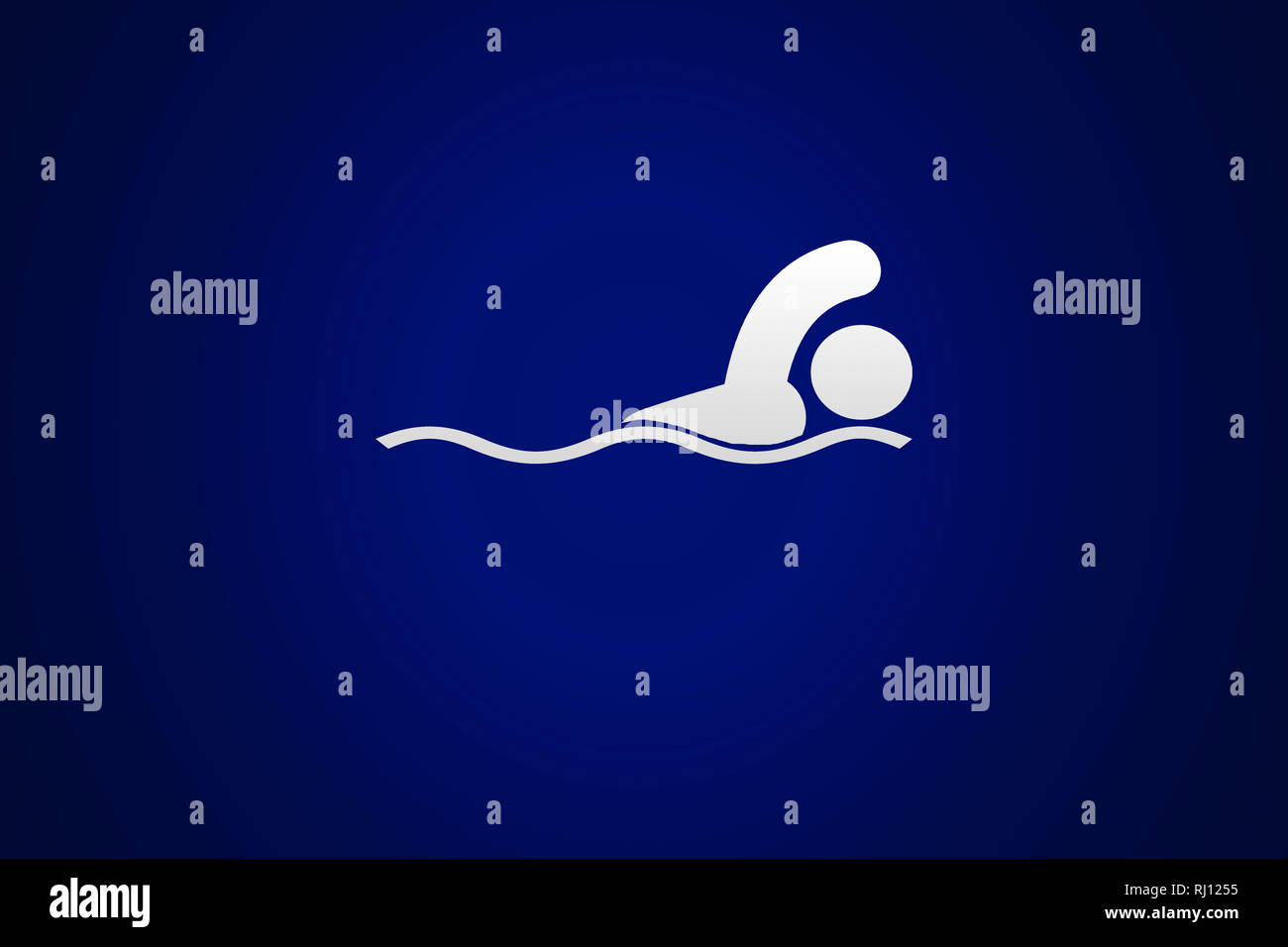 white swim icon symbol swimming isolated on blue background Stock Photo ...