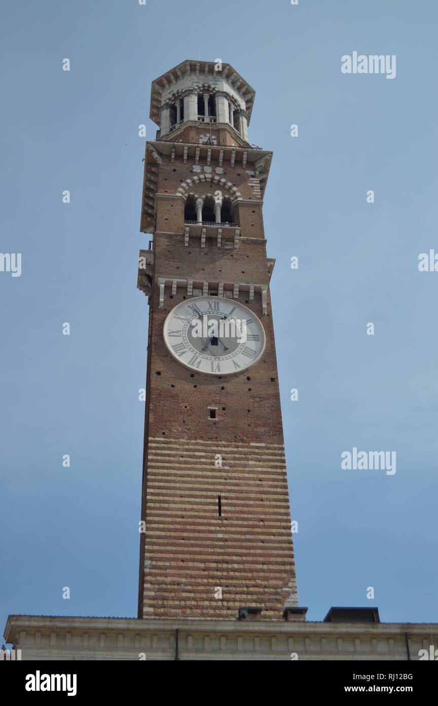 Altisima Tower Dei Lamberti With His Wonderful Clock In Verona. Travel ...