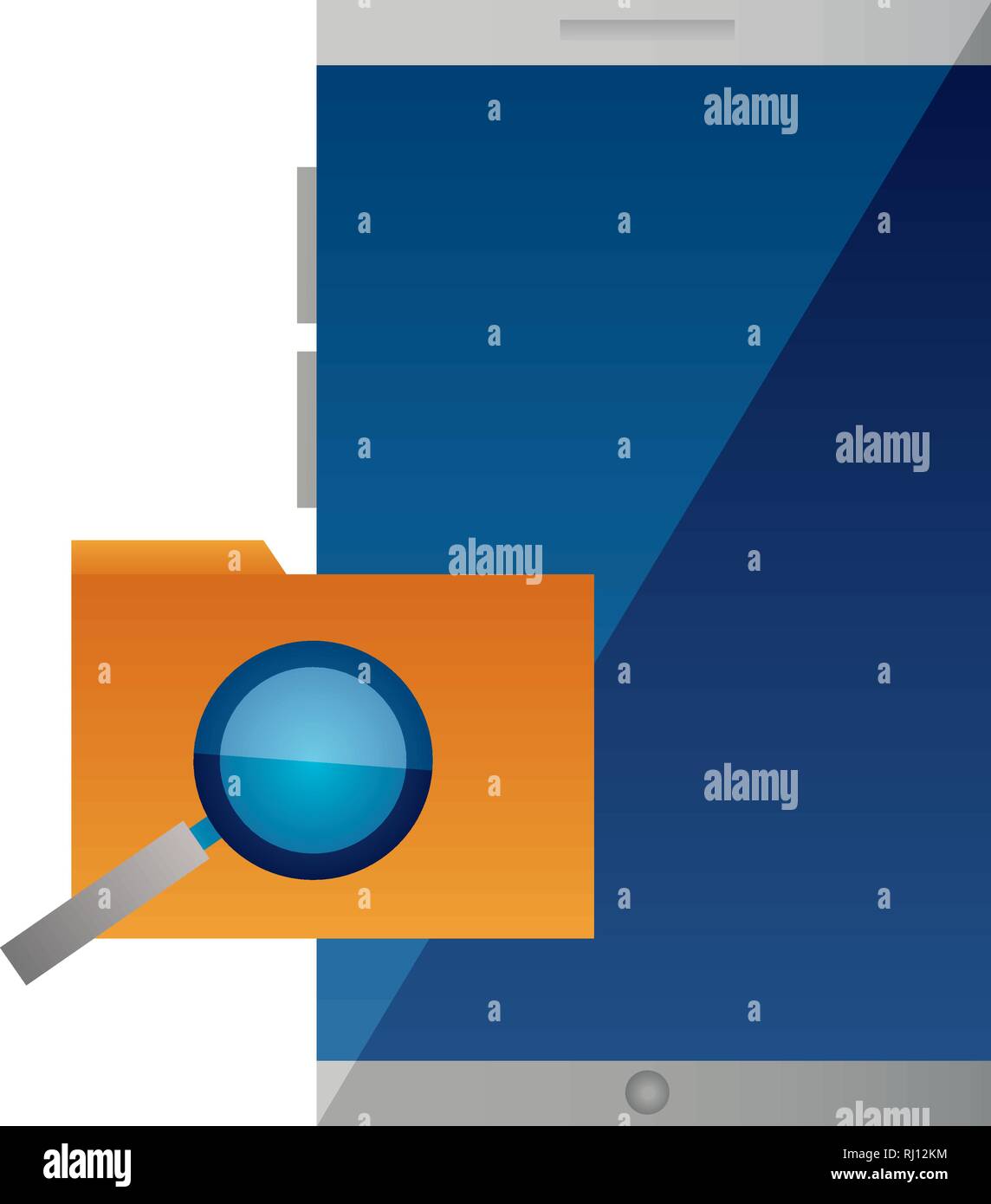 smartphone folder file magnifying glass Stock Vector Image & Art - Alamy