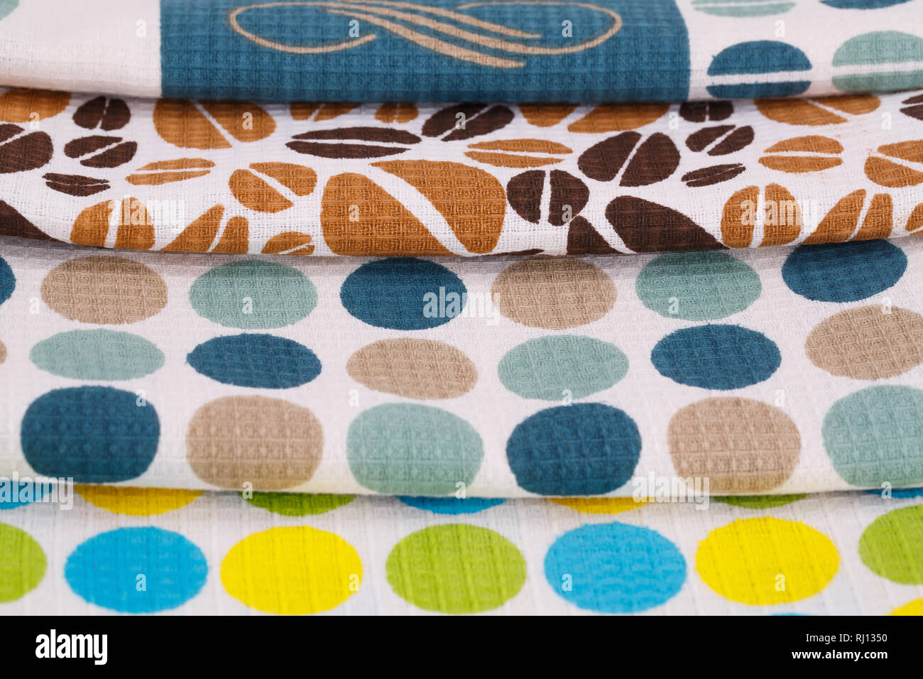Colorful kitchen towels closeup picture Stock Photo - Alamy