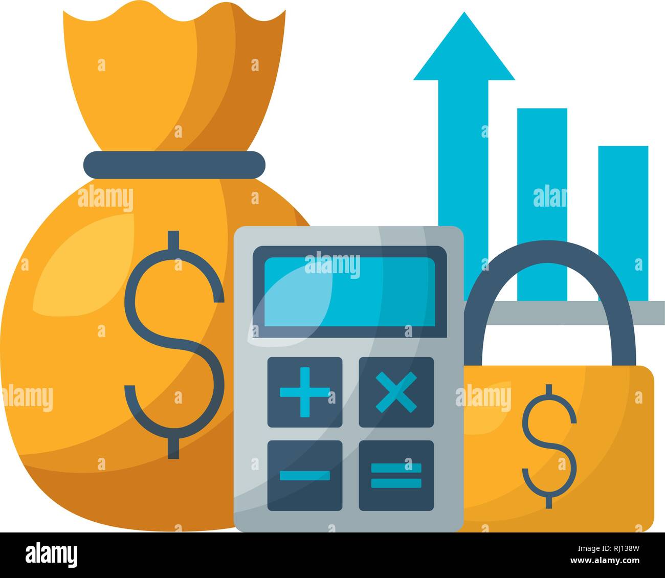 calculator money bag stock market Stock Vector Image & Art - Alamy