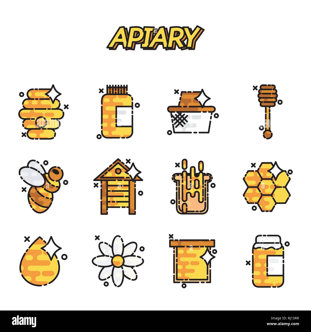 Apiary icons set. Flat illustration of 12 apiary vector icons for web ...