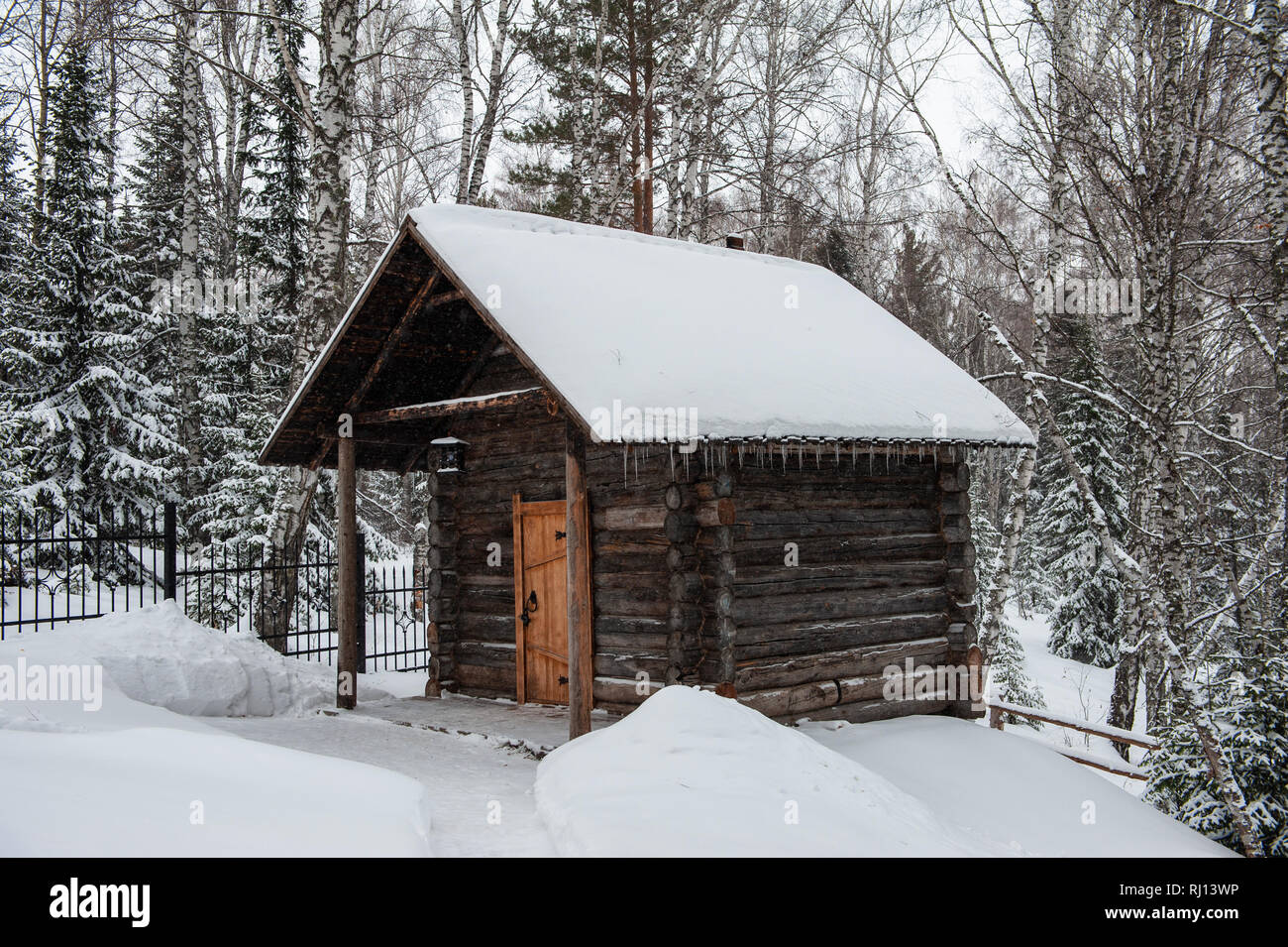 Antique wooden distillery house Stock Photo - Alamy