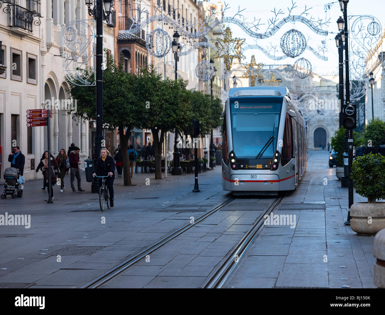 Modern Electric Tram Seville Spain Stock Photo - Alamy