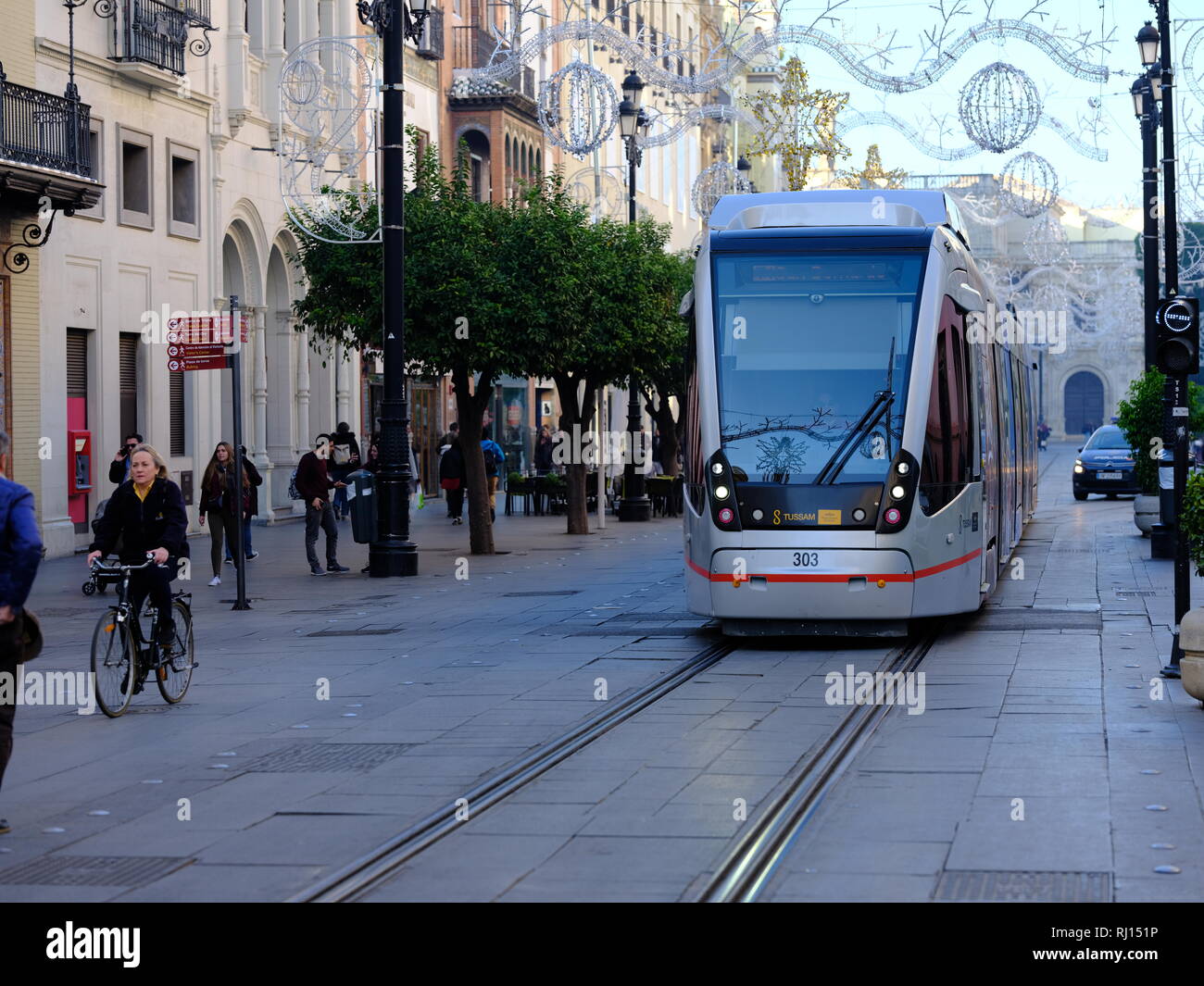 Modern Electric Tram Seville Spain Stock Photo - Alamy