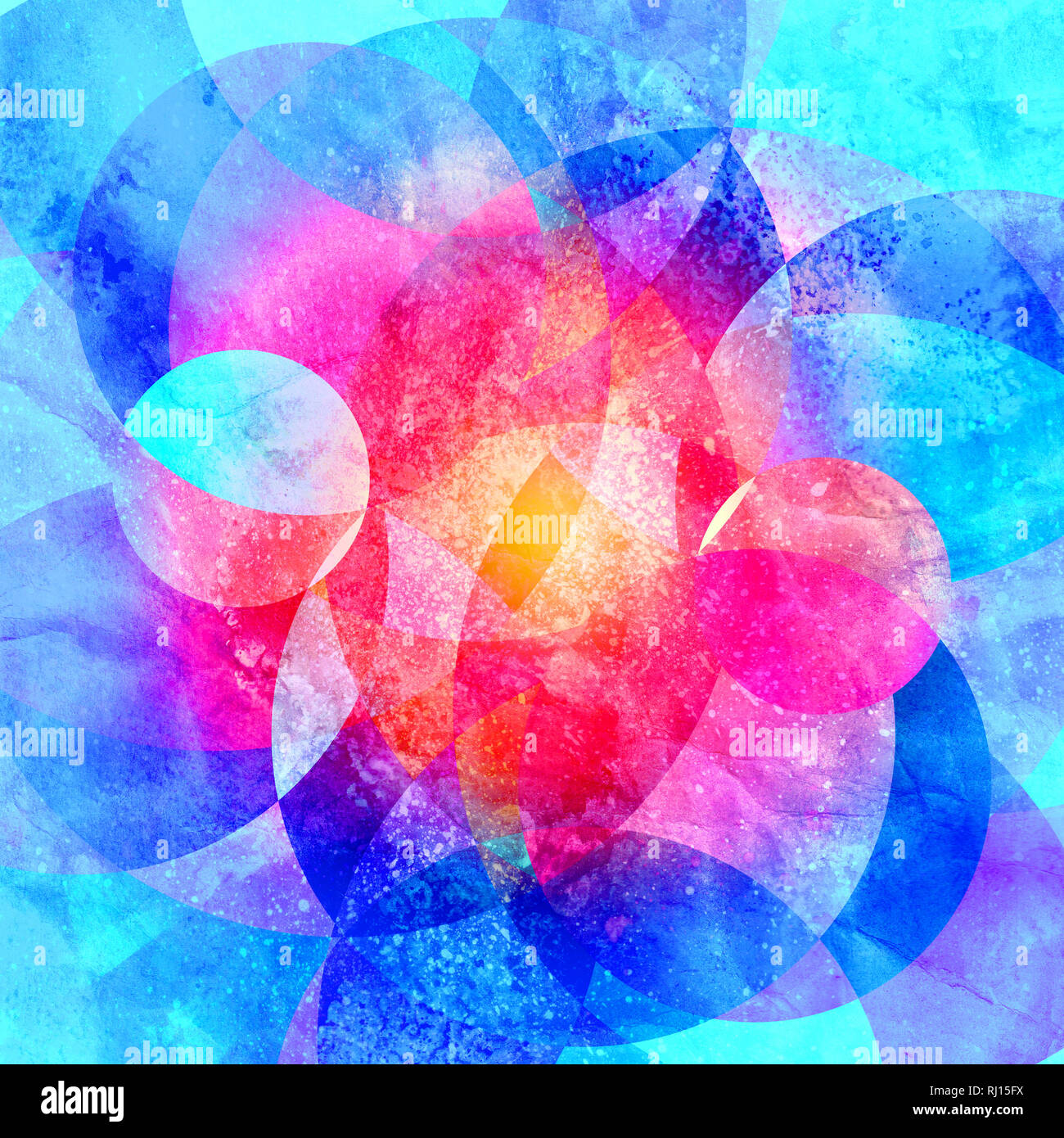 Abstract watercolor background with geometric color objects and ...