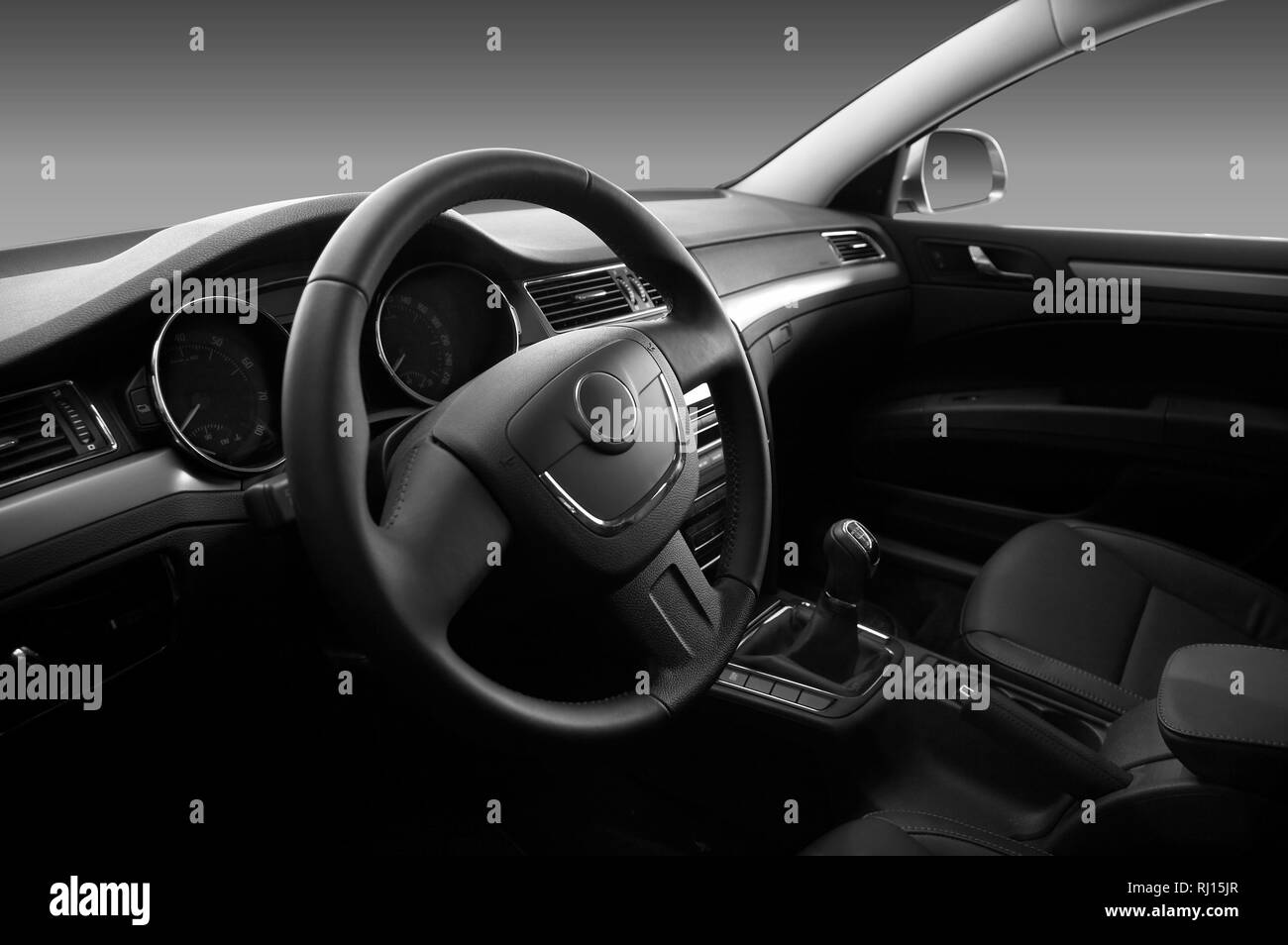 Truck interior dashboard Black and White Stock Photos & Images - Alamy