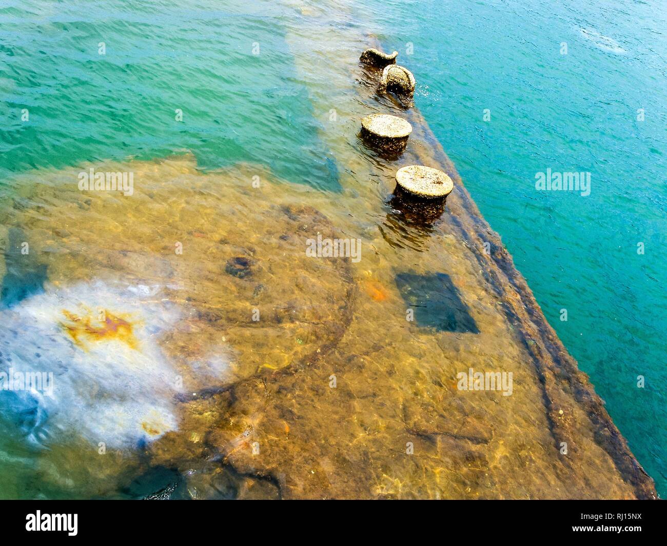 View from the Pearl Harbor Memorial of USS Arizona, commemorating the ...