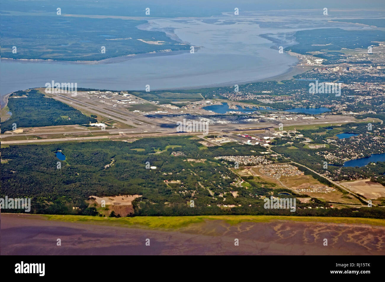 Aerial view on Anchorage Alaska Stock Photo - Alamy