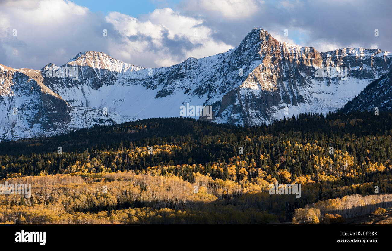 The Sneffels Mountain Range in early Autumn viewed from the Last Dollar ...