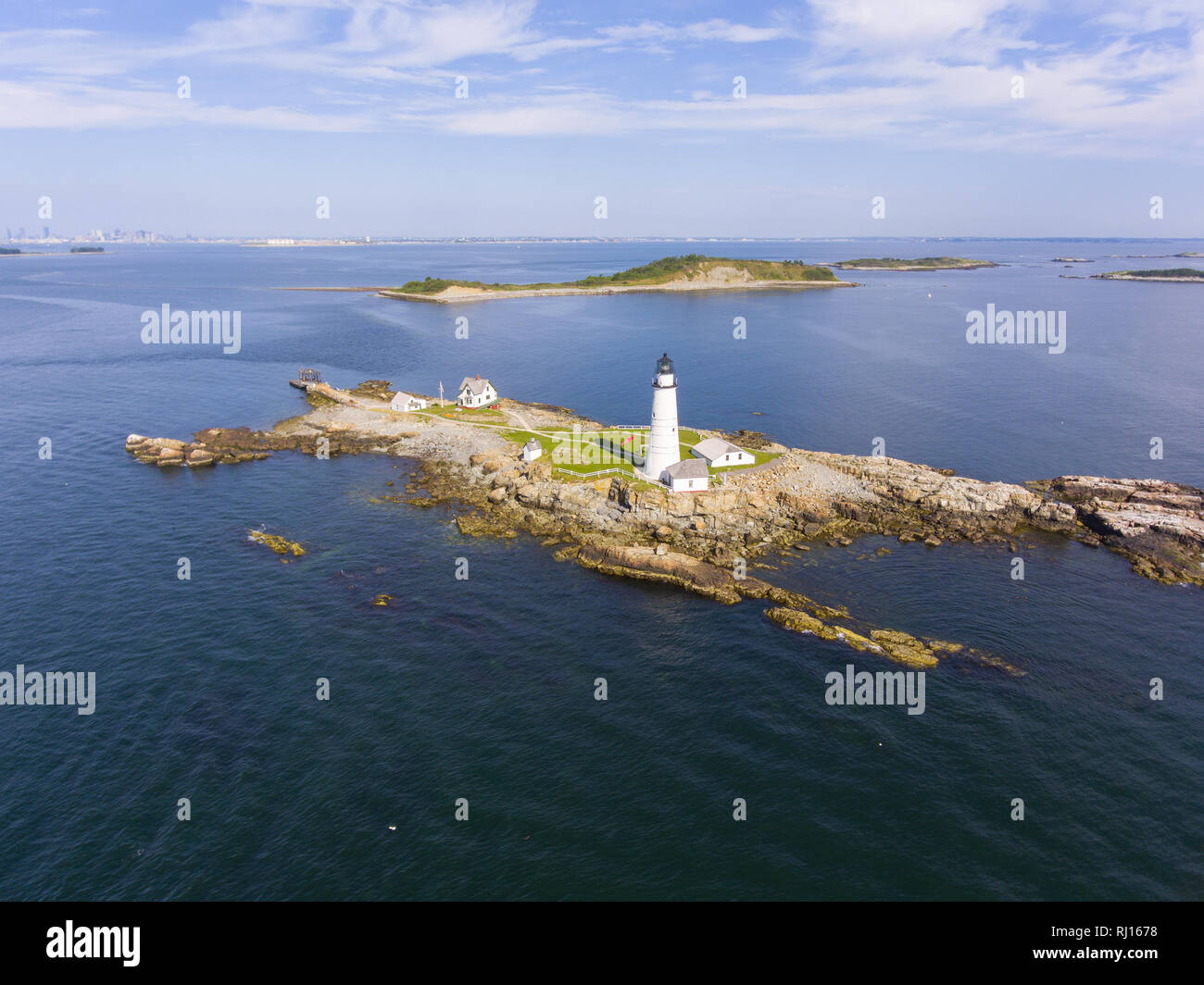 Boston Lighthouse on Little Brewster Island in Boston Harbor, Boston ...