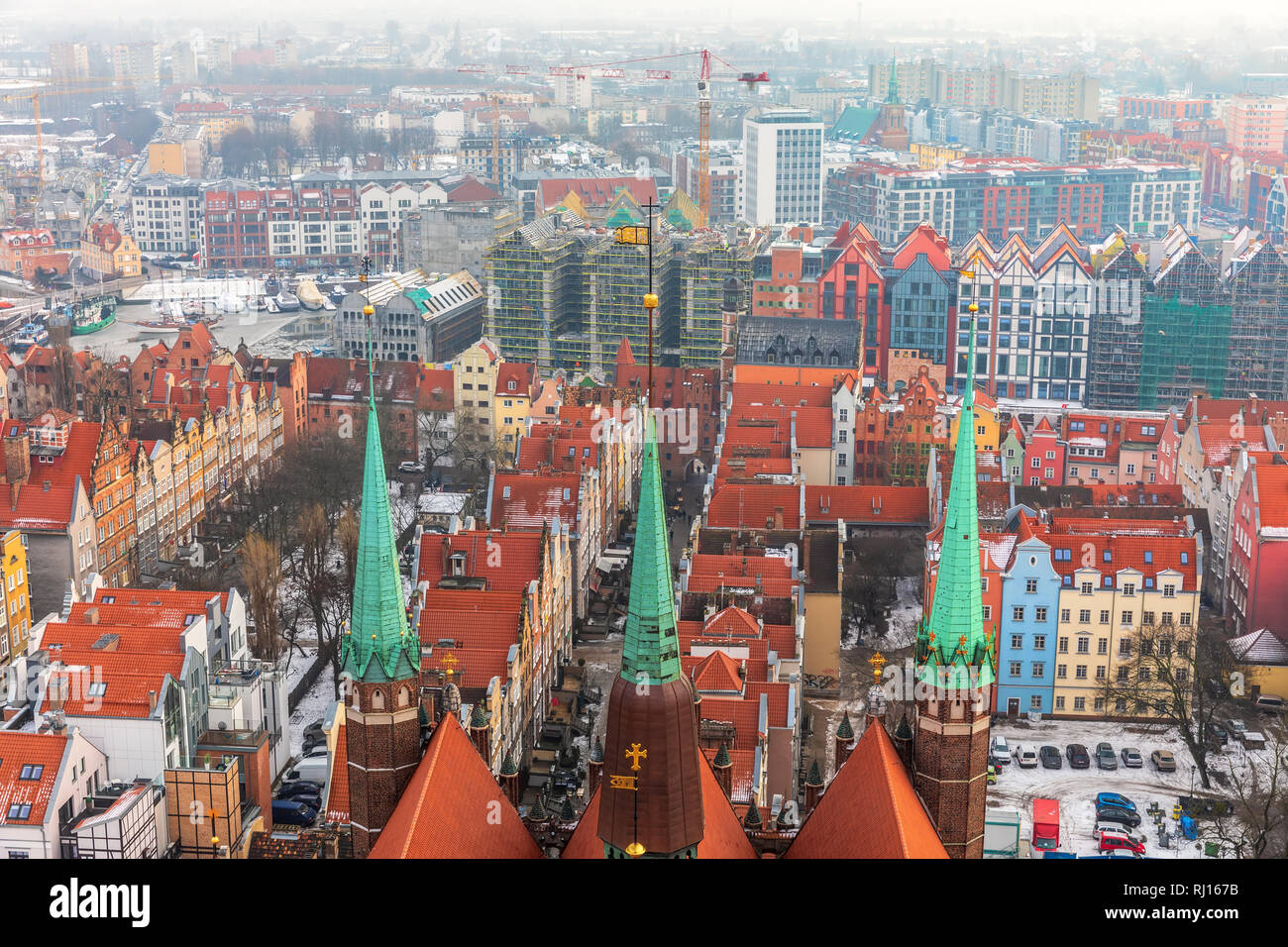 Gdansk aerial view from the dome of St Mary's Church, Poland Stock ...