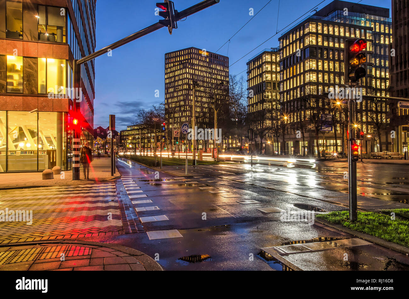 Rotterdam, The Netherlands, January 9, 2019: pedestrian and bicycle ...