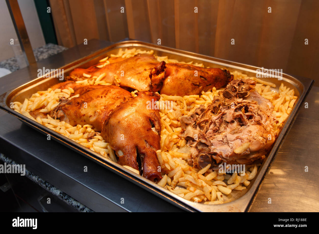 a beautiful roast suckling pig on the buffet in hotel restaurant Stock ...