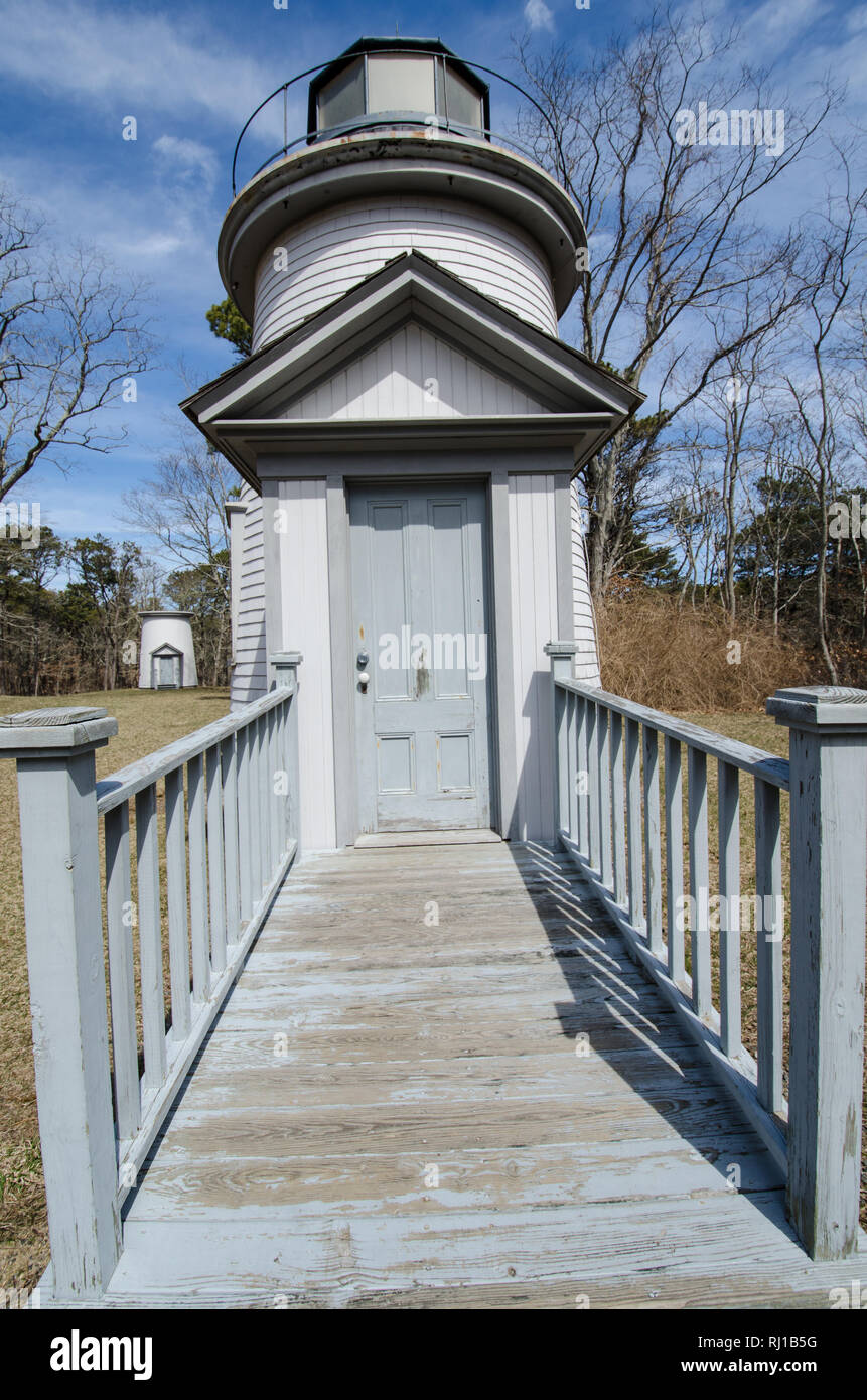 The historical Three Sisters Lighthouses on Cape Cod Massachusetts, New ...