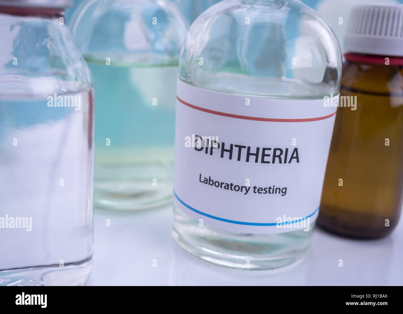 Test diphtheria in laboratory, conceptual image, composition horizontal ...