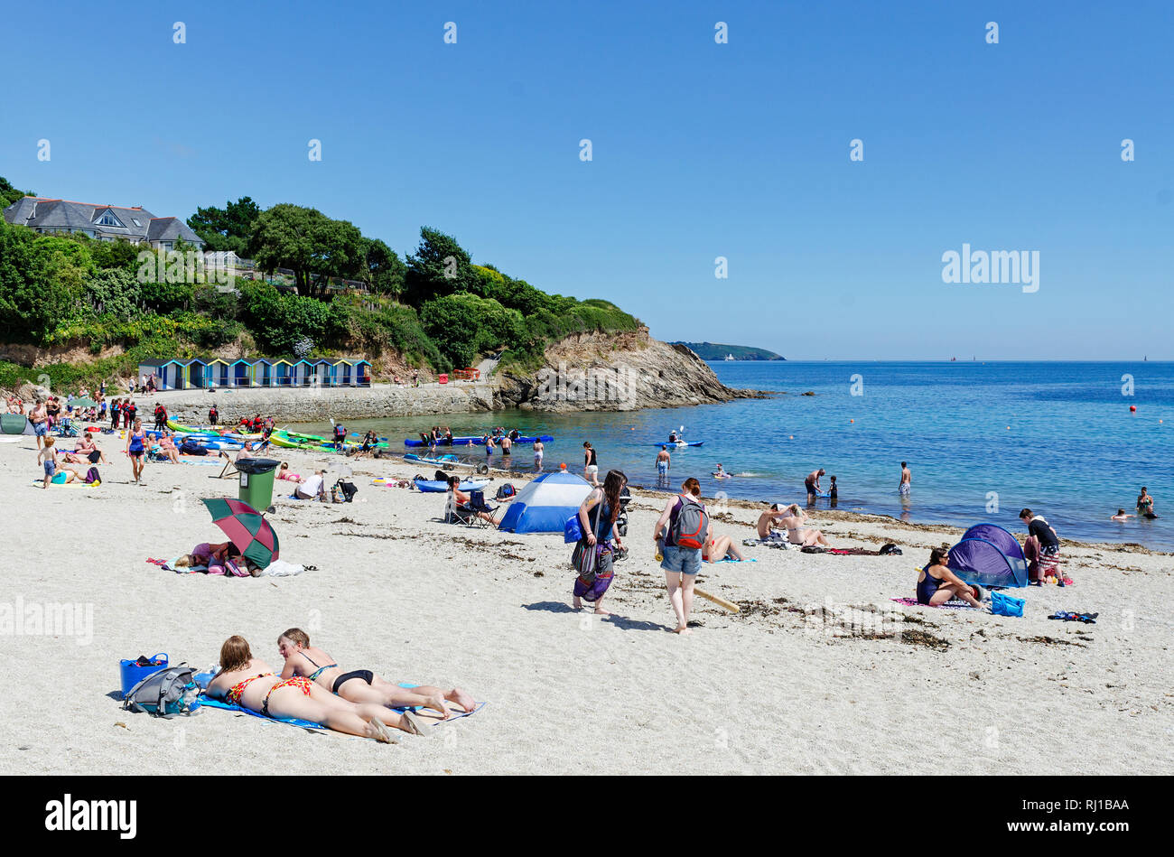summer, holidays, swanpool beach, falmouth, cornwall, england, britain ...