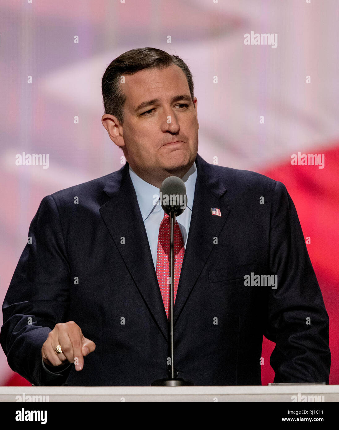 Cleveland, Ohio, USA, July 20, 2016 Texas Senator Ted Cruz addresses ...
