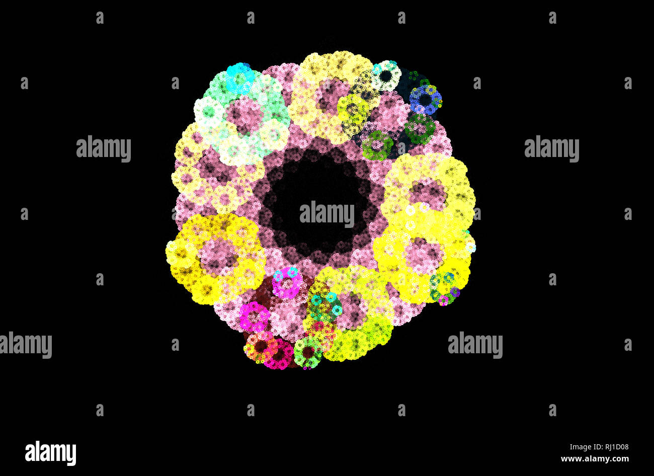 Green green yellow sphere pattern in modern style on black background ...