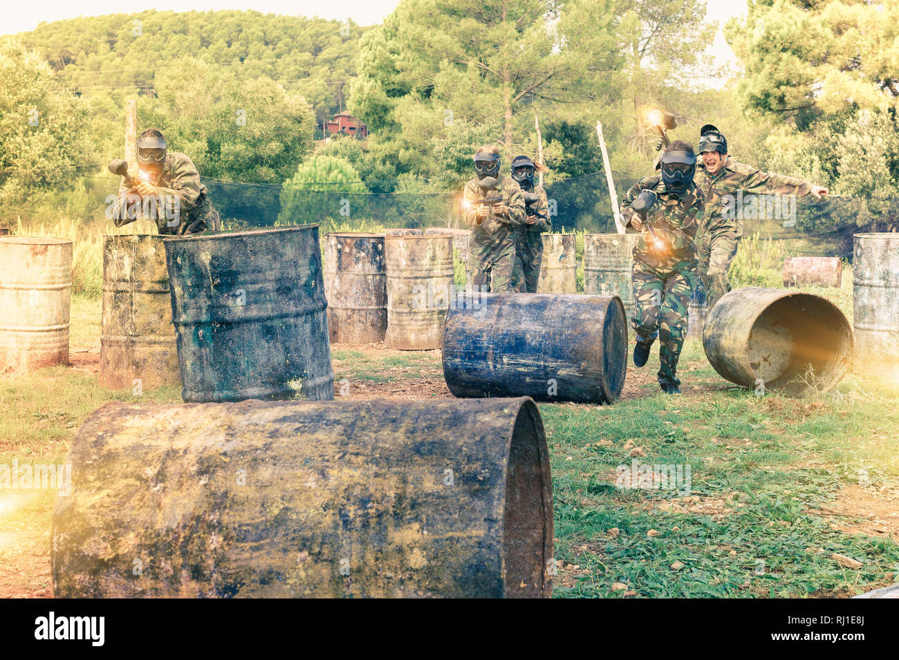 Paintball team smiling group hi-res stock photography and images - Alamy