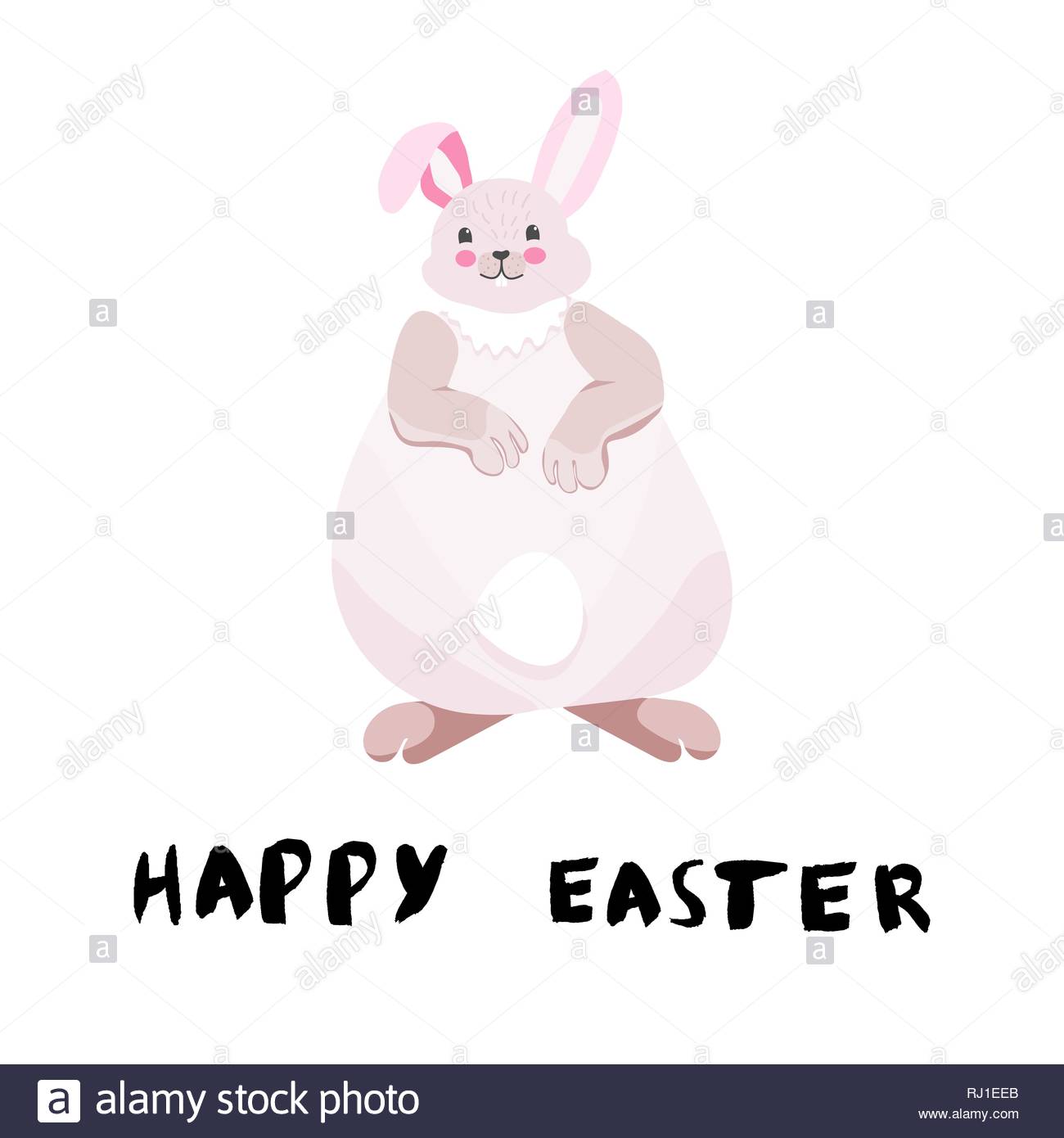 Cartoon Illustration Fat Rabbit Smiling High Resolution Stock ...