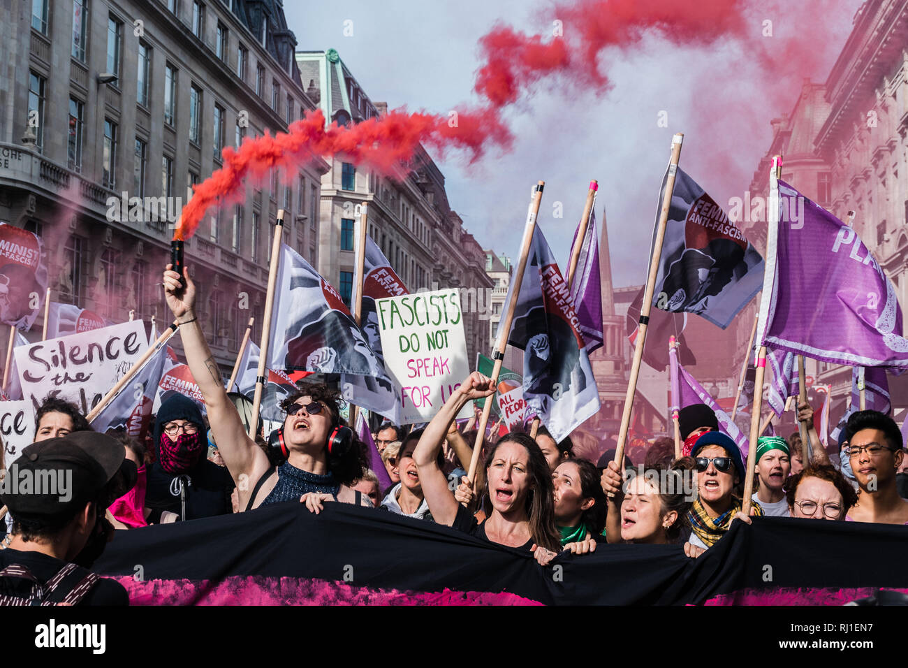 Front line of the anti-DFLA protests in London Stock Photo - Alamy