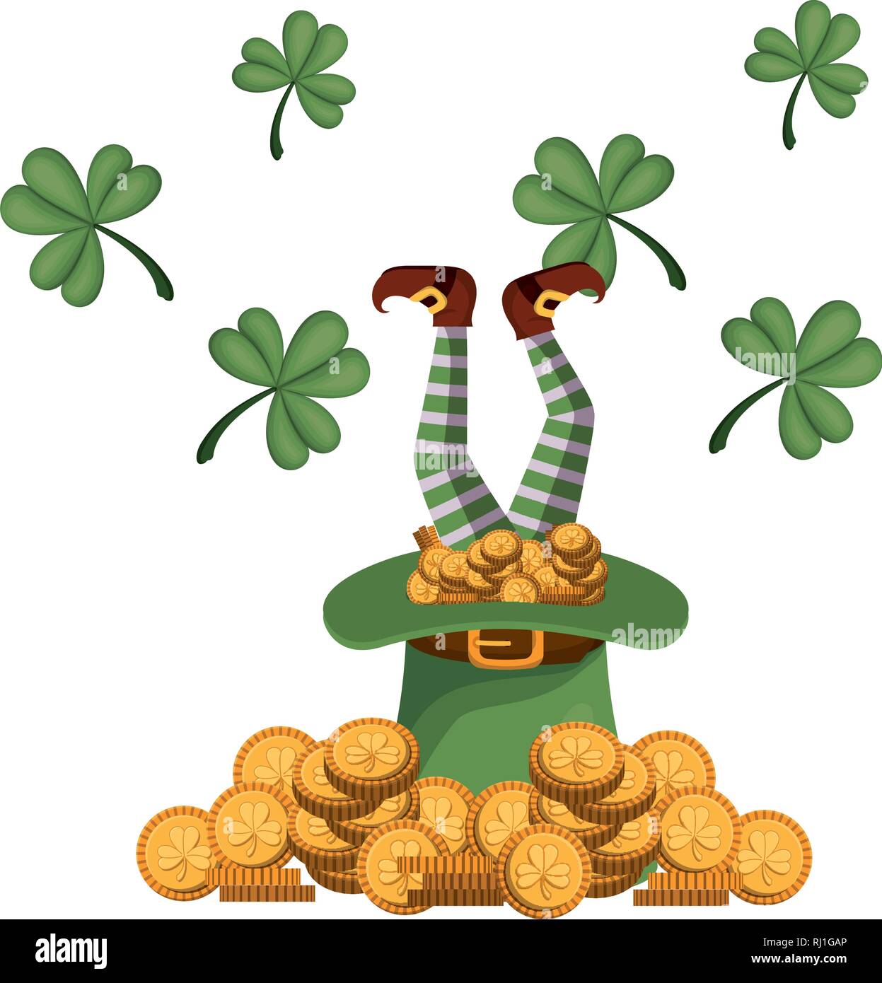 coin with clover isolated icon Stock Vector Image & Art - Alamy