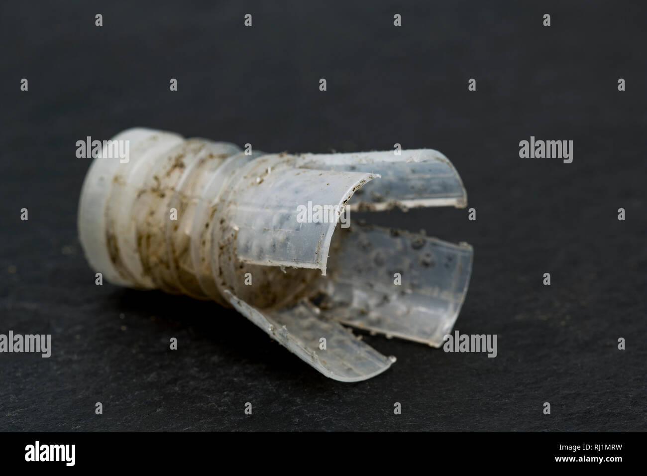 A single plastic wad from a fired 12-bore shotgun cartridge ...