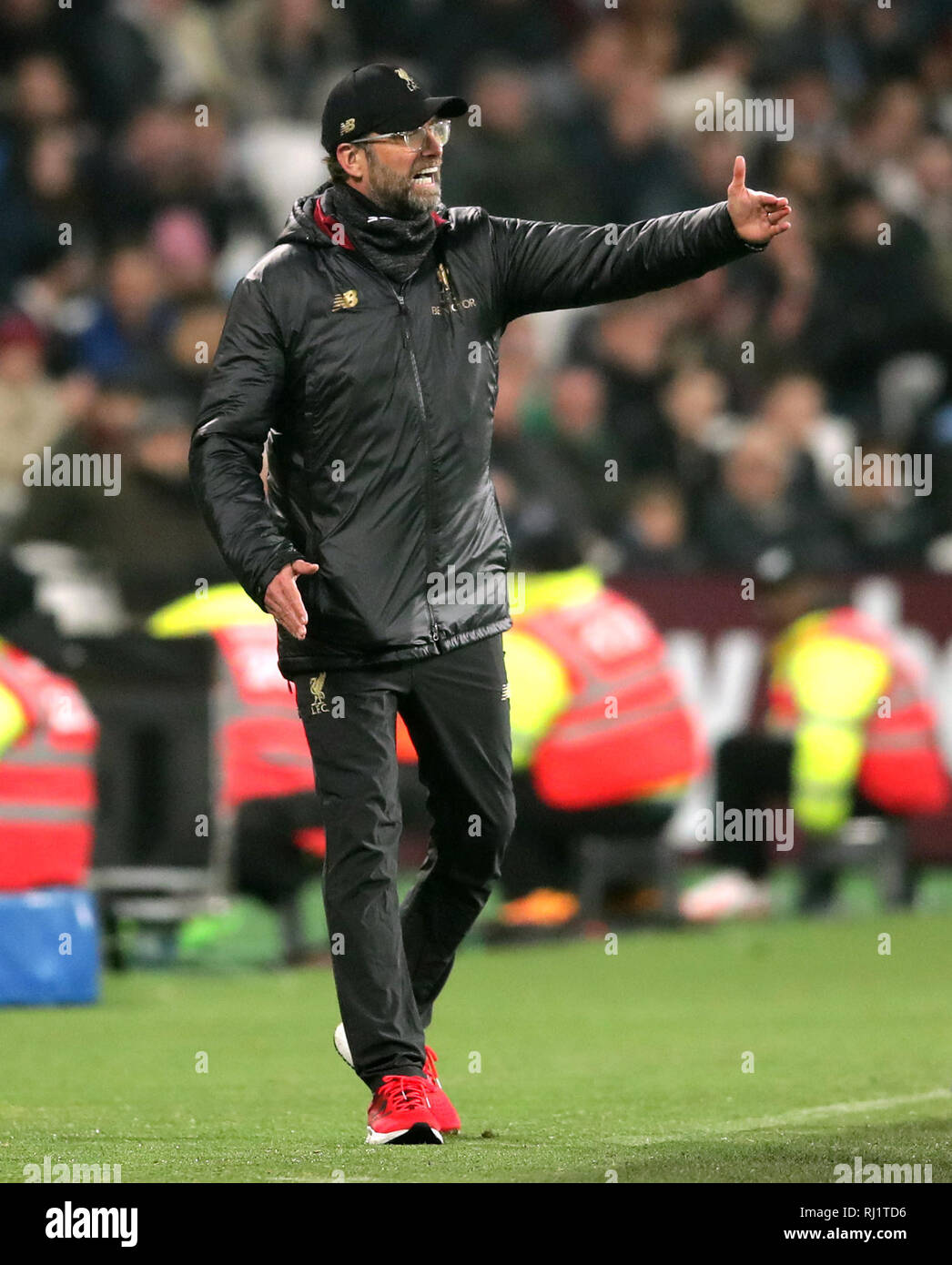 Liverpool manager Jurgen Klopp gestures on the touchline during the ...