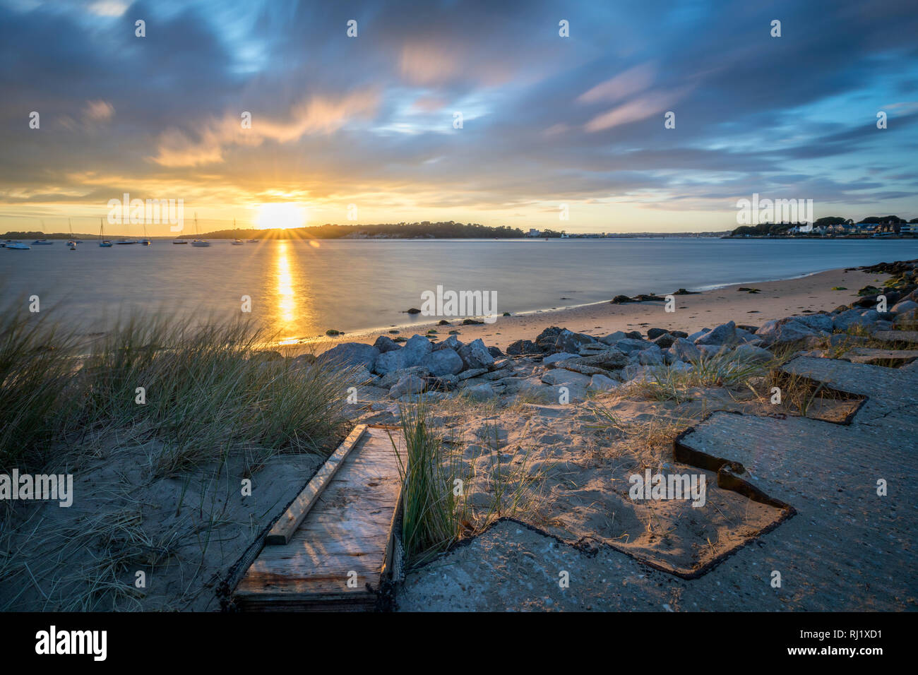 Long island beach with sea grass sunset hi-res stock photography and ...