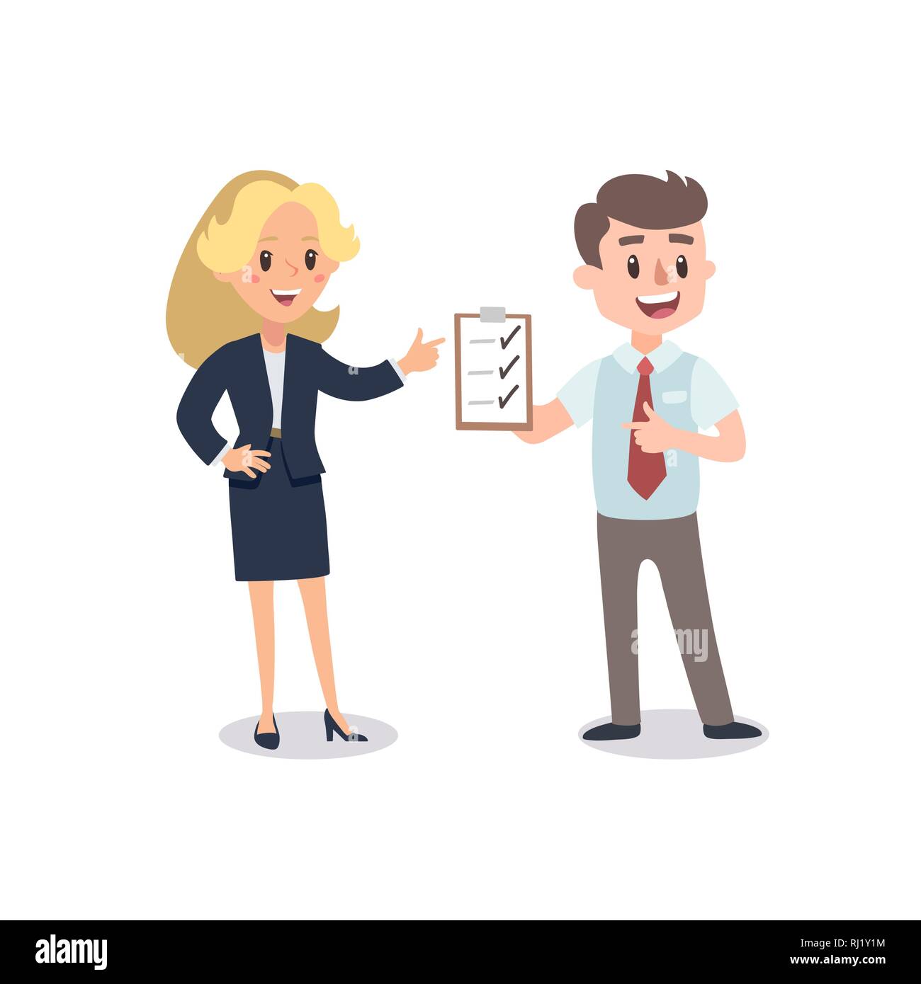 Man and woman present a project. Vector illustration with cartoon ...