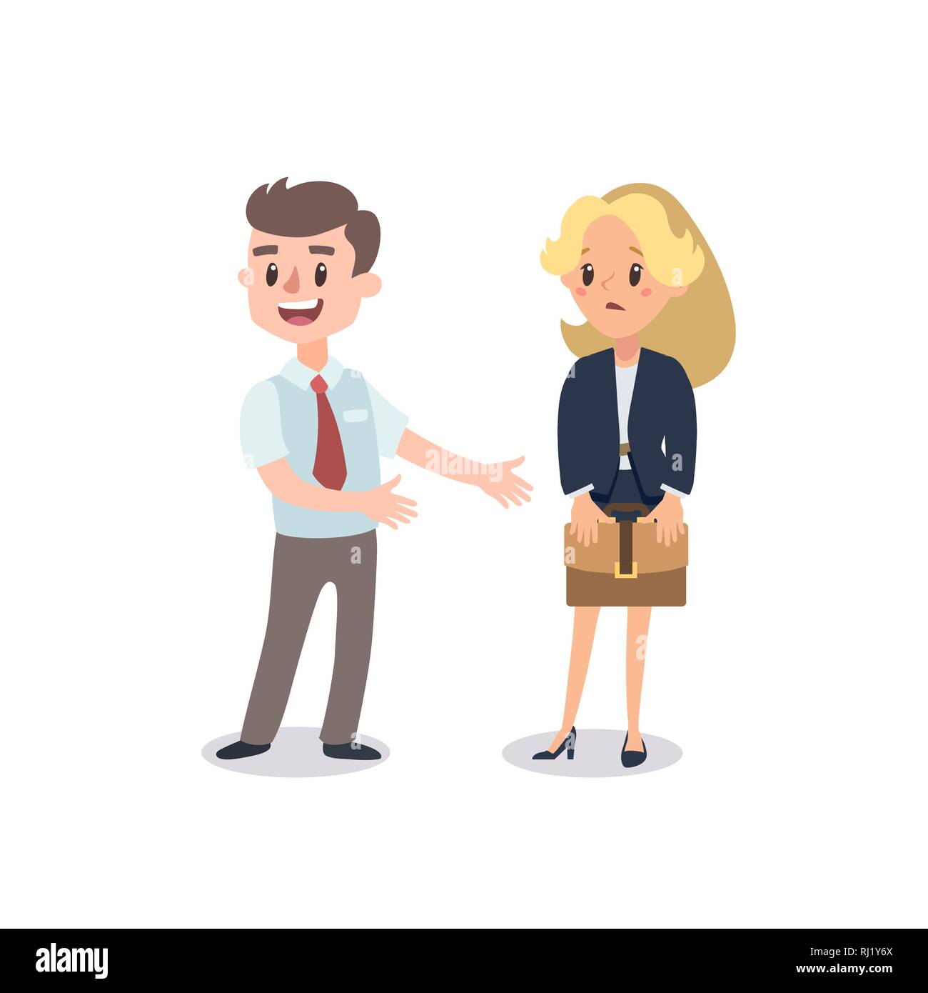 Man and woman present a project. Vector illustration with cartoon ...