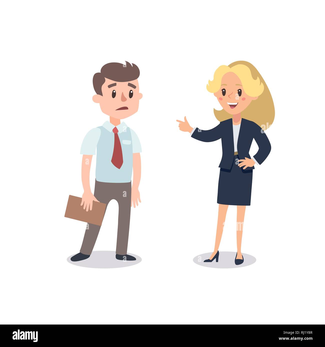 Man and woman present a project. Vector illustration with cartoon ...