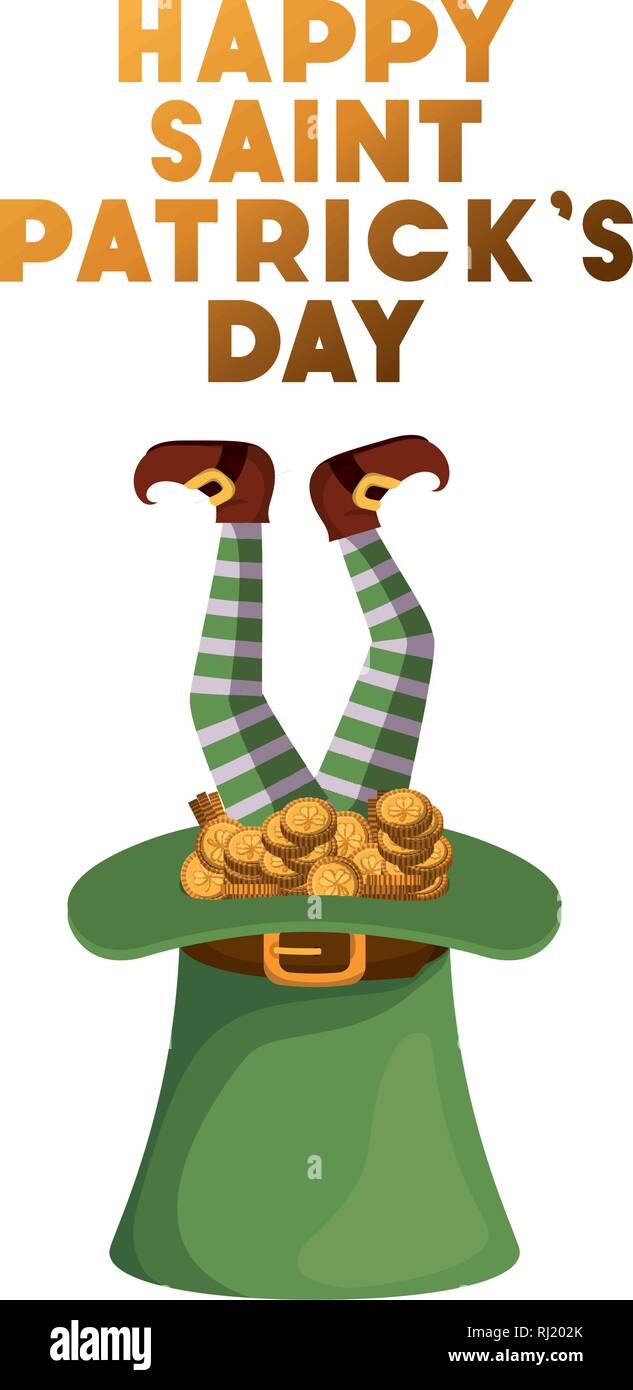 happy saint patrick`s day label with leprechaun hat Stock Vector Image ...