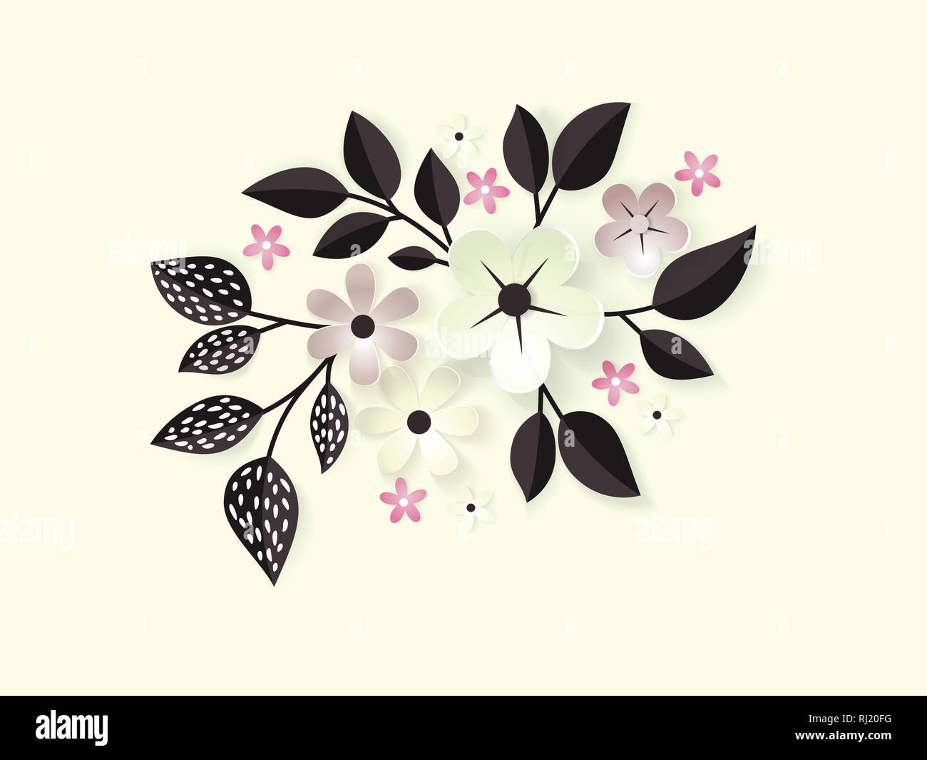 Flowers paper art vector illustration - isolated Stock Vector Image ...