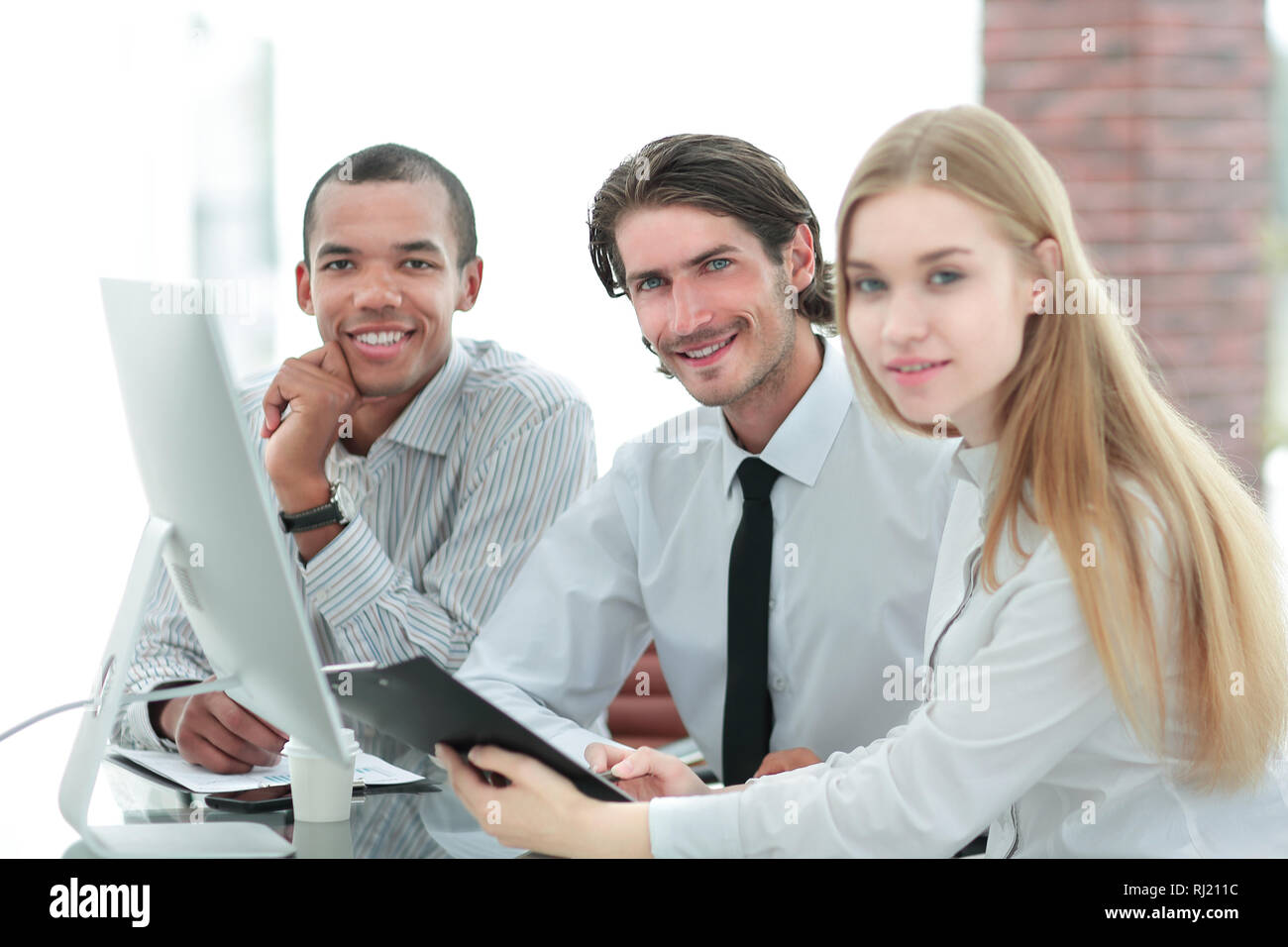 friendly business team discussing promising business ideas Stock Photo ...