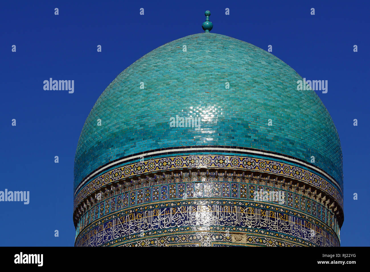 Dome mosque turquoise decorated with ornaments - Bukhara, Uzbekistan ...