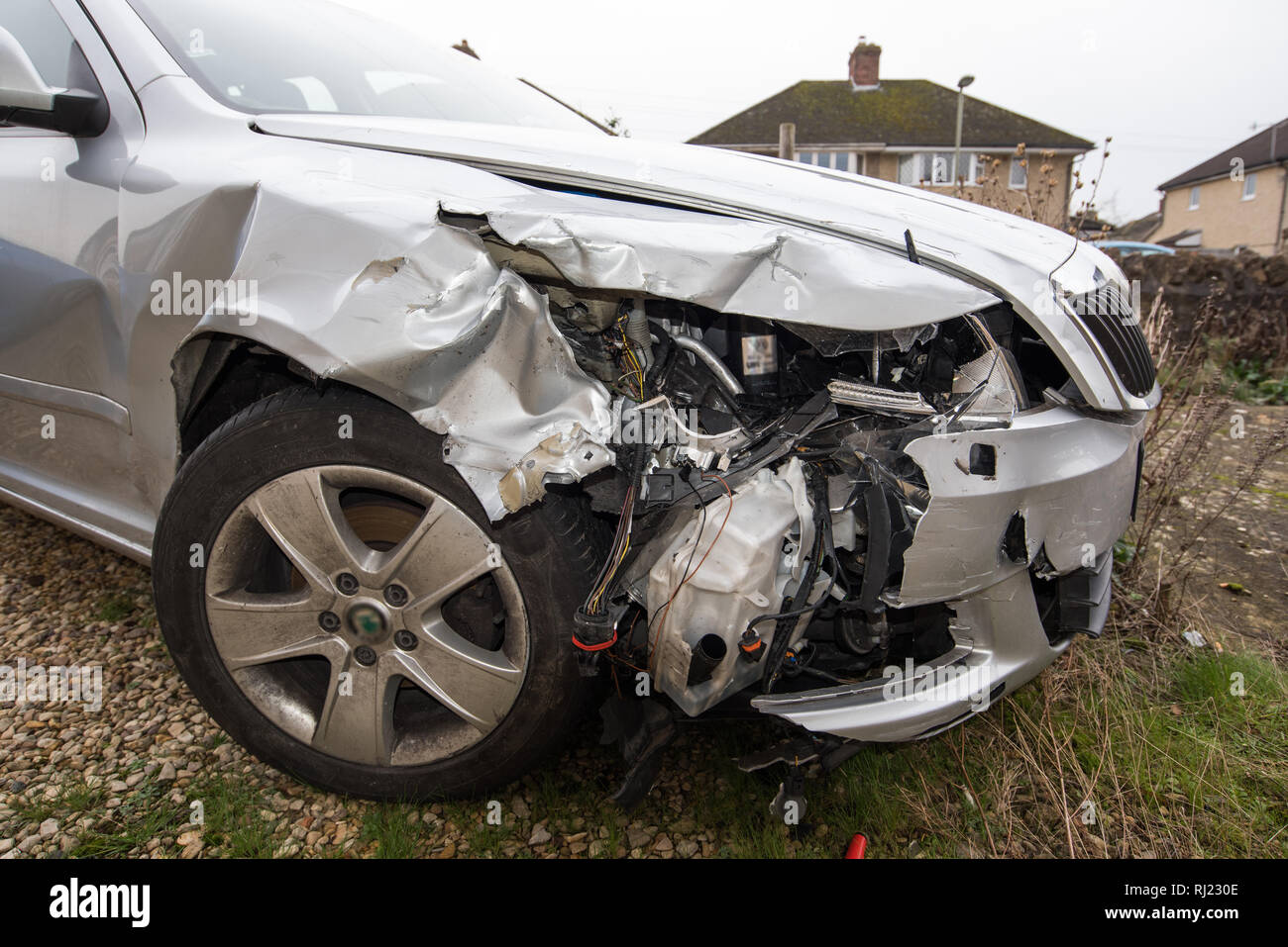 Car Crash; Damage and details after a vehicle accident Stock Photo - Alamy