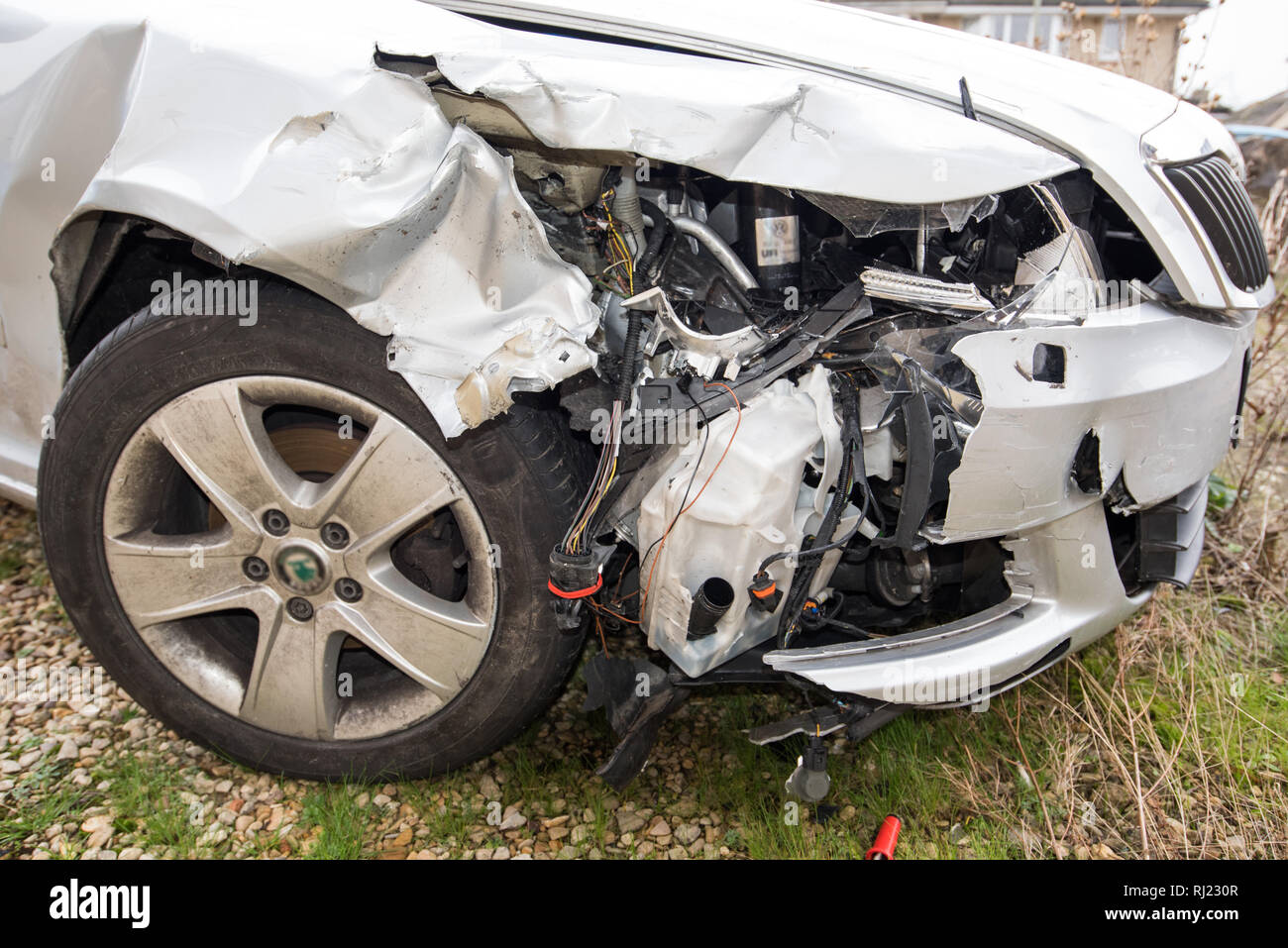 Car Crash; Damage and details after a vehicle accident Stock Photo - Alamy