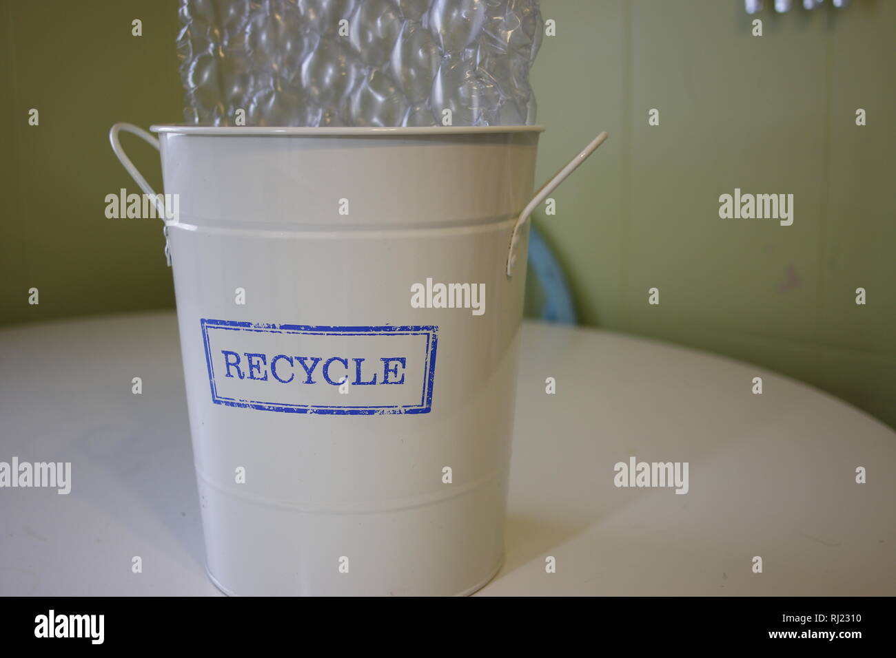 inside bucket for recycling has plastic inside of it Stock Photo - Alamy