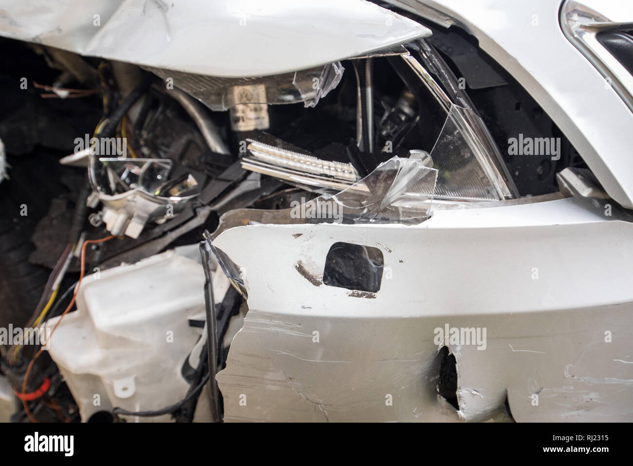 Car Crash; Damage and details after a vehicle accident Stock Photo - Alamy