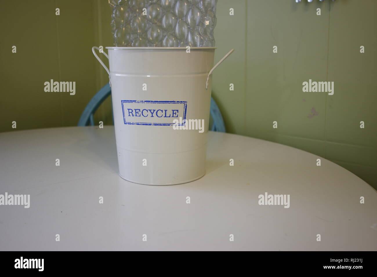 inside bucket for recycling has plastic inside of it Stock Photo - Alamy