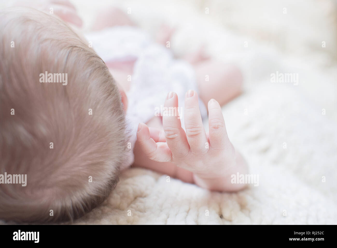 newborn baby sleeping view from above Stock Photo - Alamy