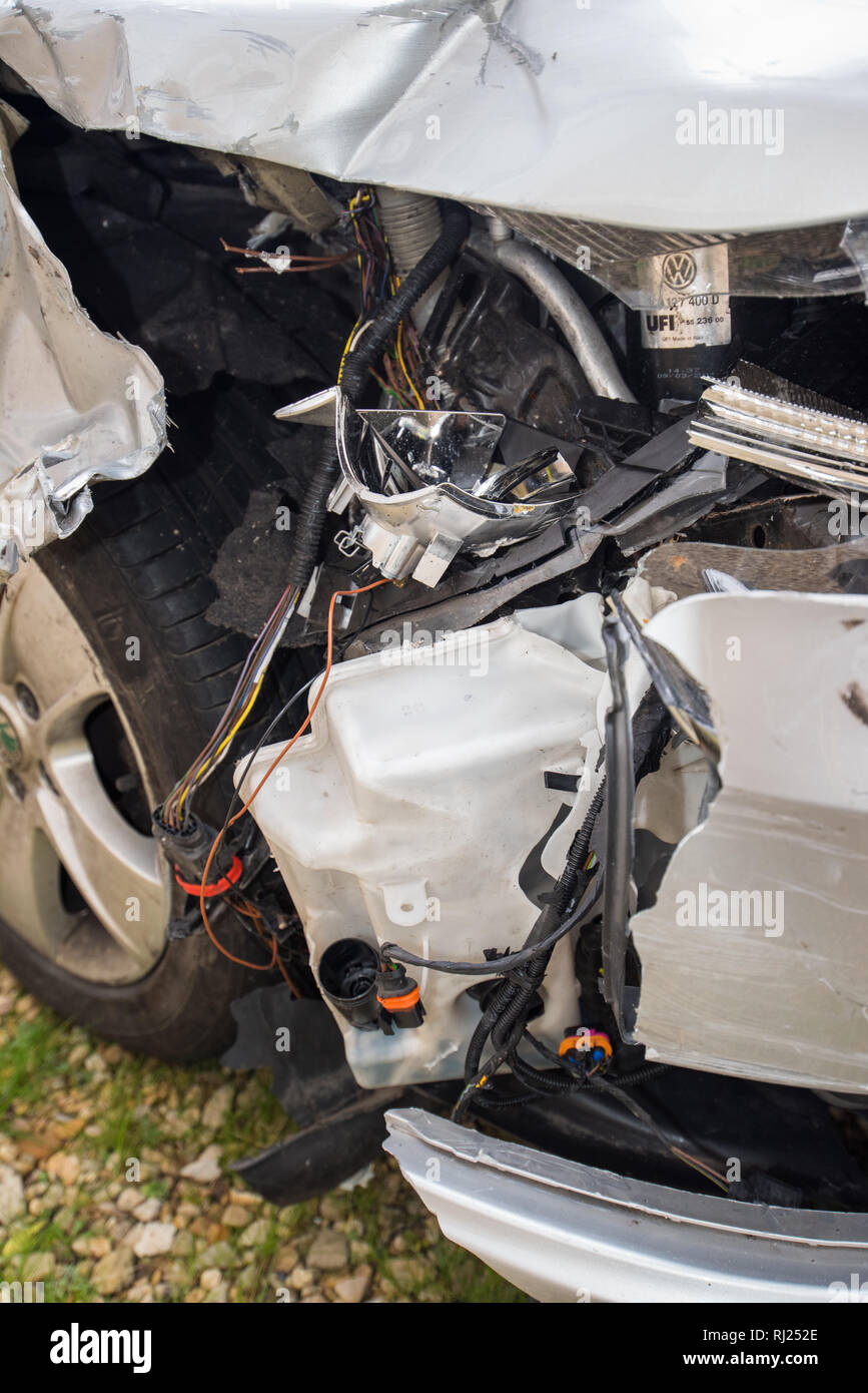Car Crash; Damage and details after a vehicle accident Stock Photo - Alamy
