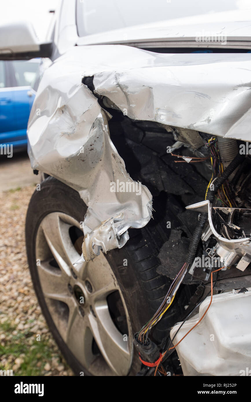 Car Crash; Damage and details after a vehicle accident Stock Photo - Alamy